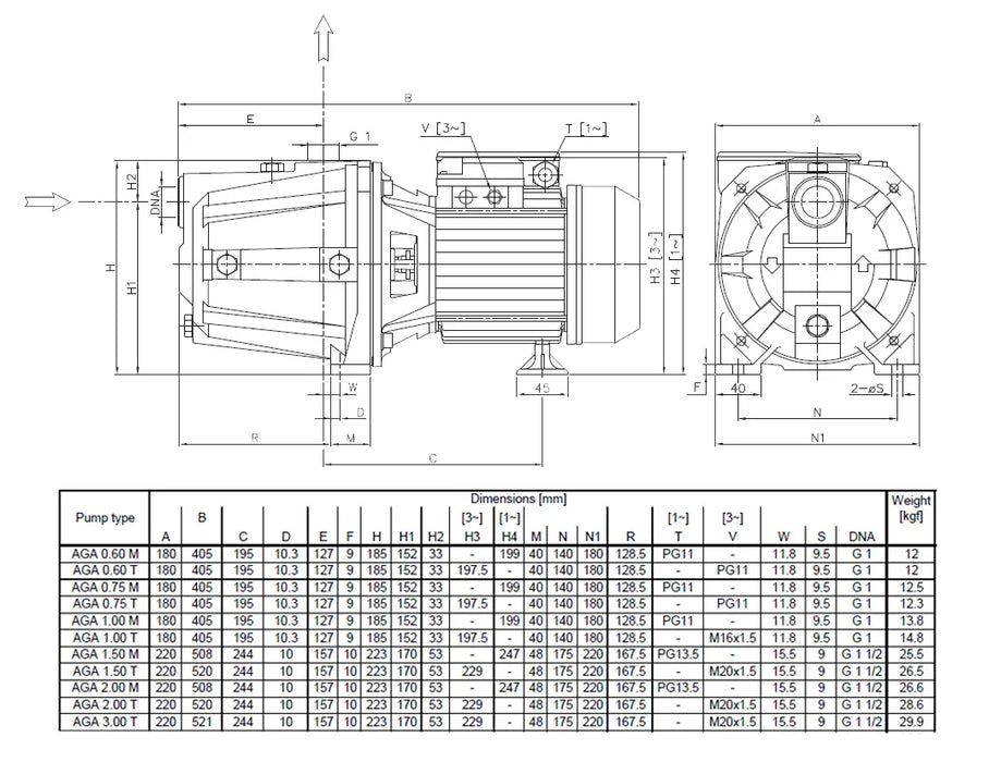 Ebara - Elettropompa Autoadescante 1 Hp - Modello: Aga 1.00 M - Artico — Homelide